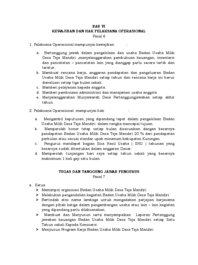 Sop Bumdes Teja Mandiri Ds Pamulihan | PDF