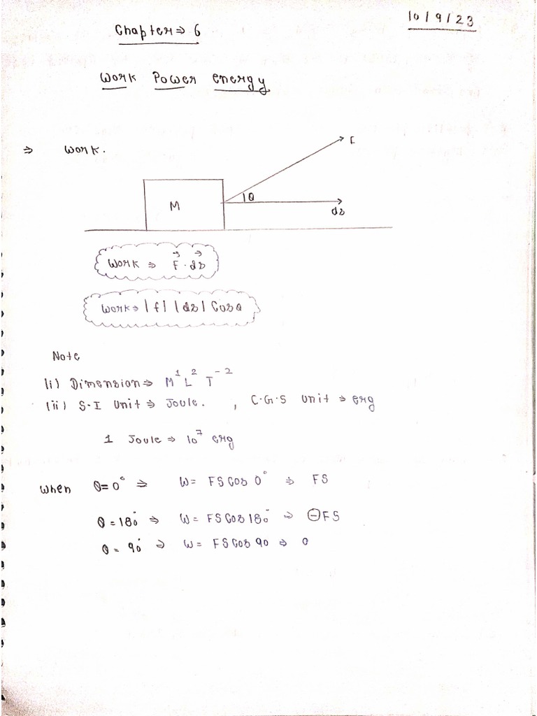 Work-Energy-Power Class 11 Notes | PDF