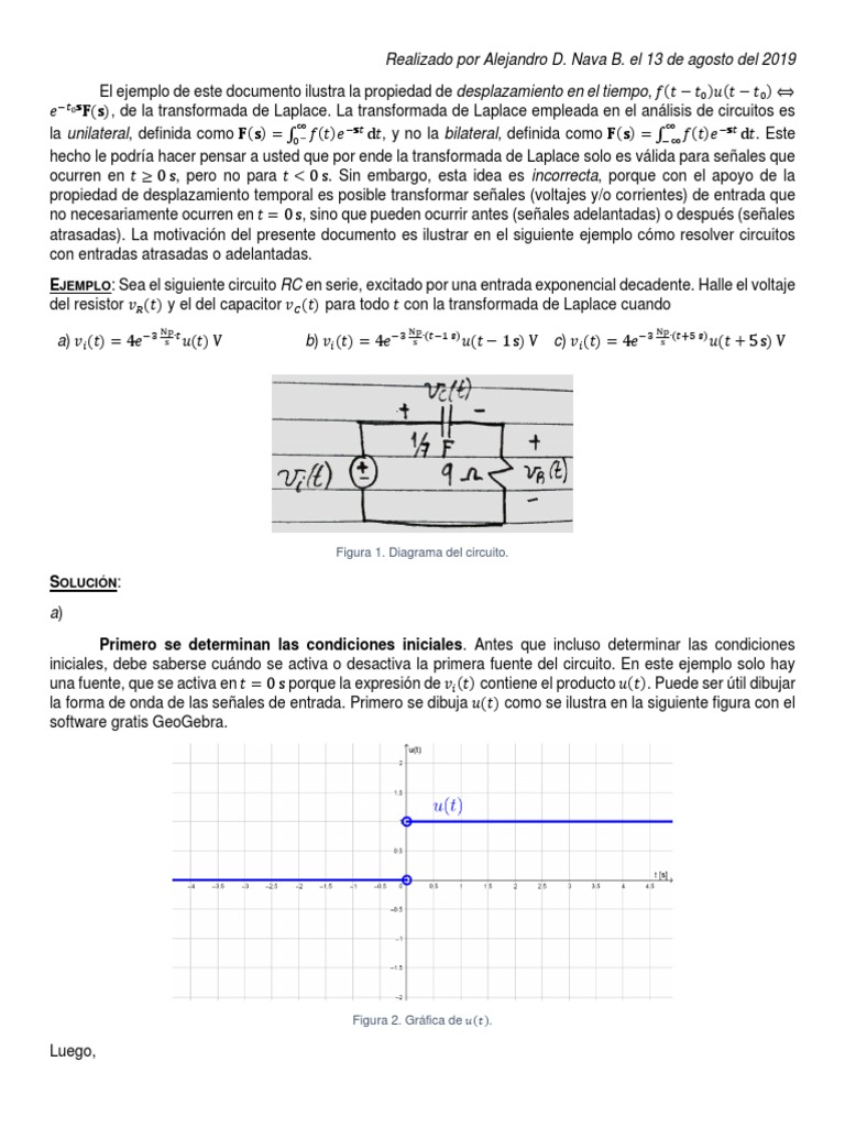 Laplace en Circuitos Eléctricos - Funciones Atrasadas o Adelantadas ...