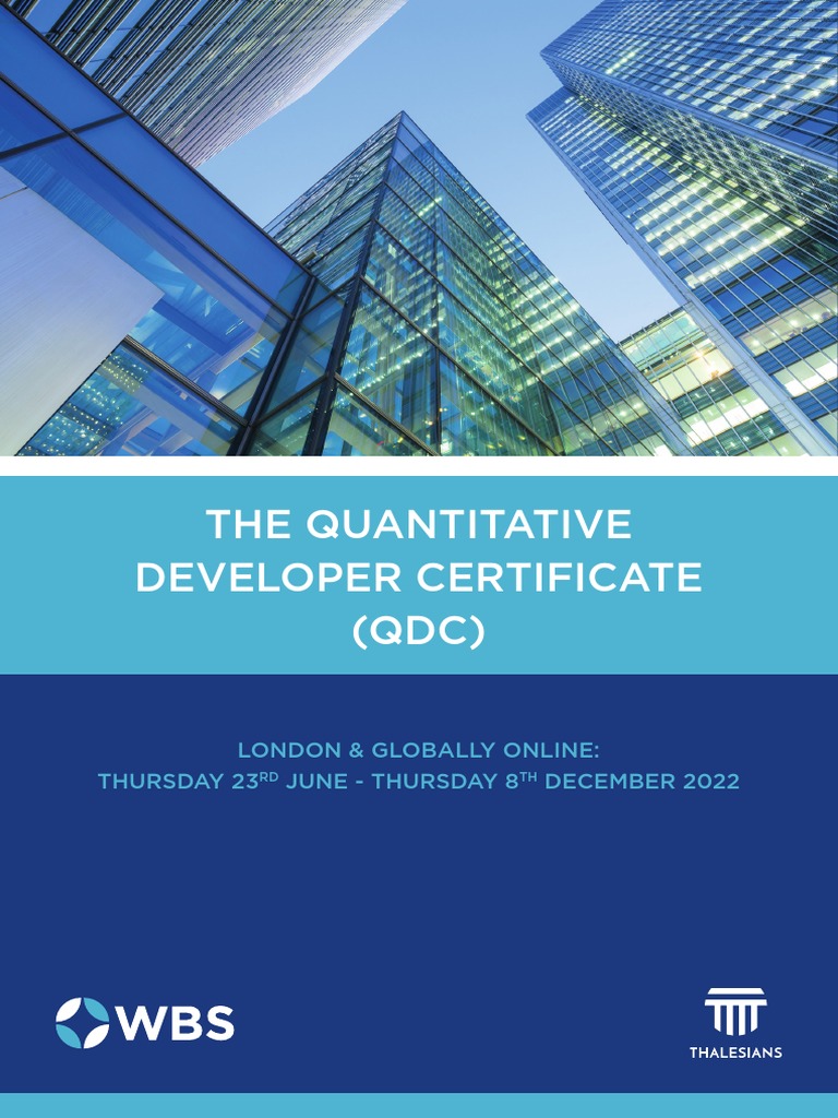 WBS QDC Certificate Brochure - June 2022 | PDF | C++ | Algorithmic Trading