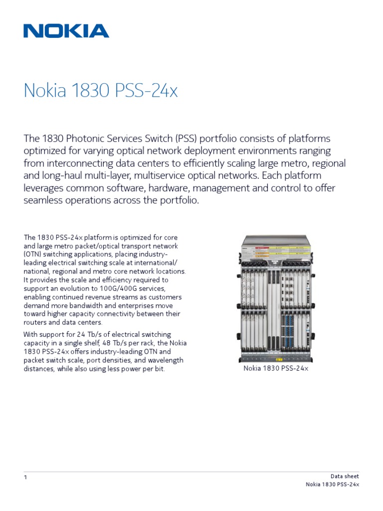 Nokia 1830 PSS-24x Data Sheet EN | PDF | Network Switch | Wavelength ...