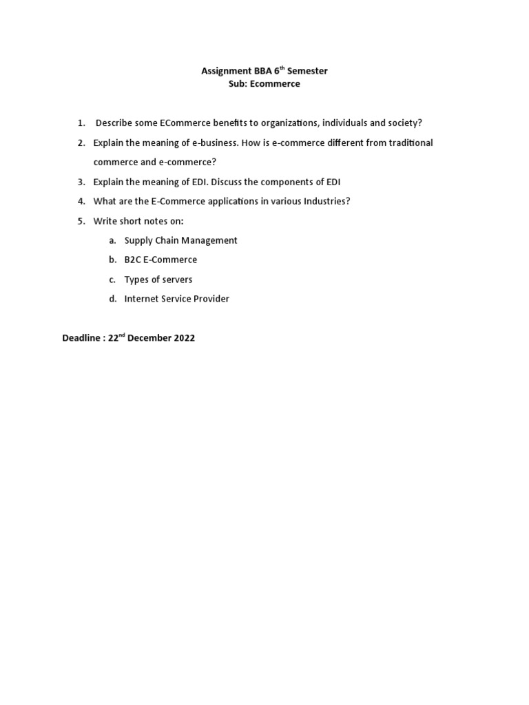BBA 6th Semester Ecommerce Assignment | PDF