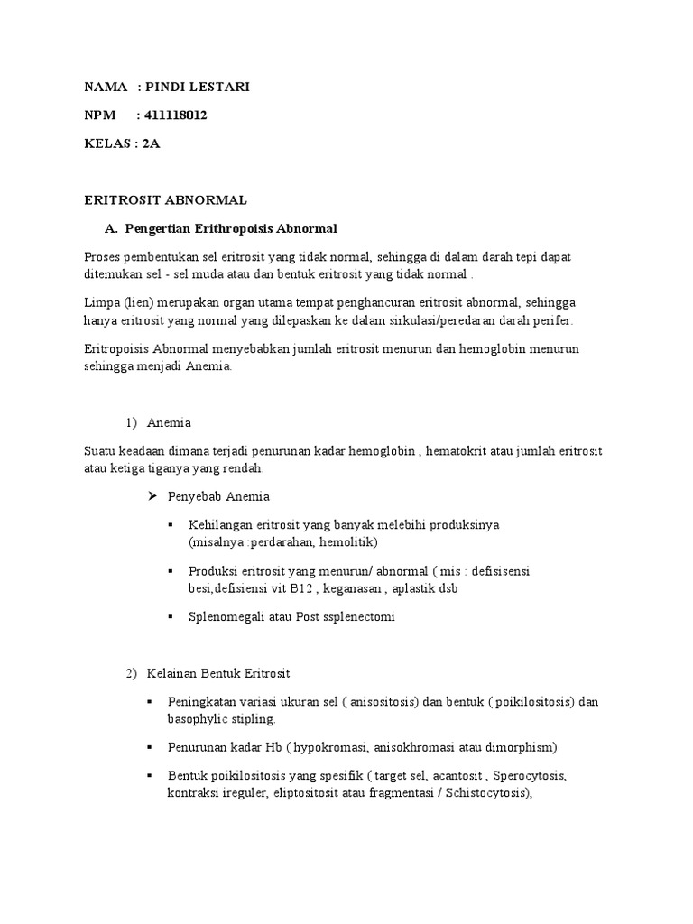 Eritrosit Abnormal | PDF