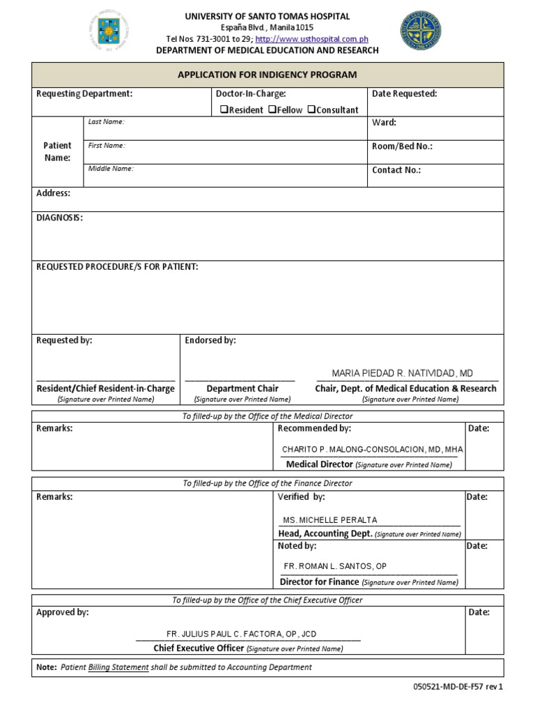 F57 050221 Indigency Form1 | PDF | Health Care | Medicine