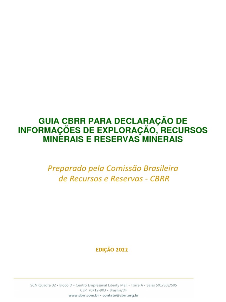 CBRR - Guia de Declaração de Recursos e Reservas | PDF | Minerais ...