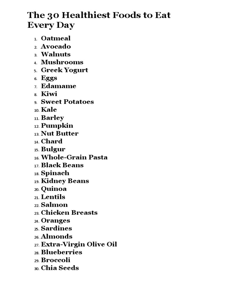 The 30 Healthiest Foods To Eat Every Day Pdf