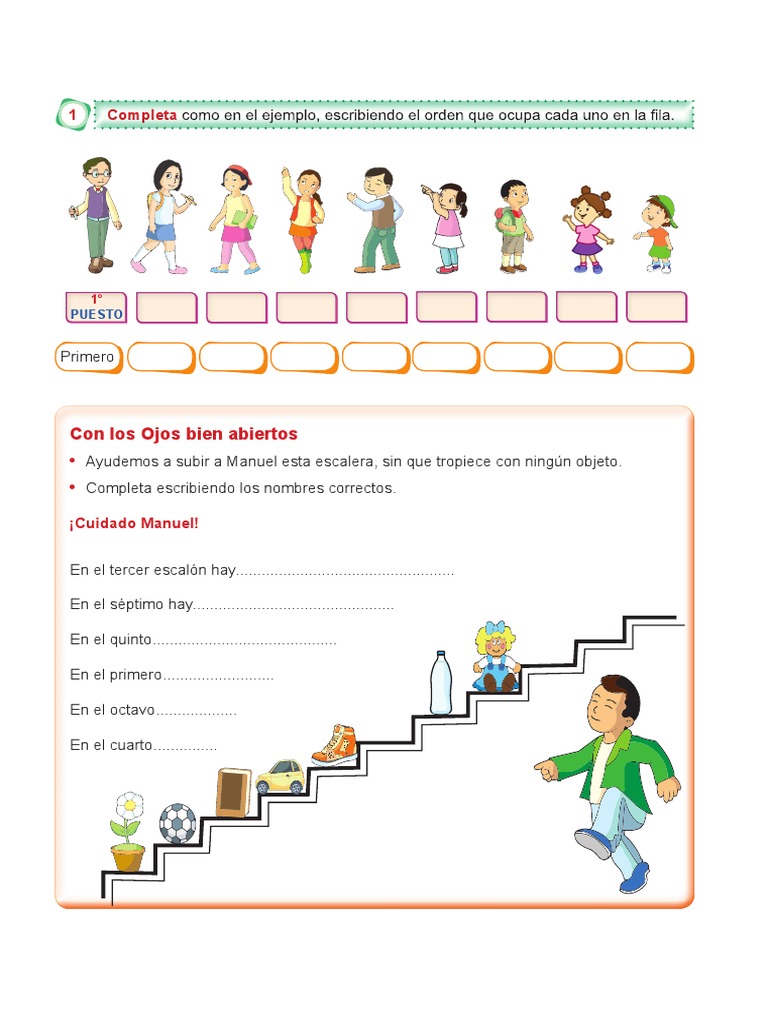 Ejercicios de Números Ordinales 2° Primaria | PDF