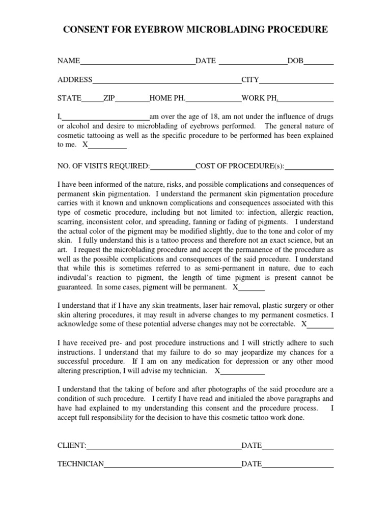 Microblading Consent Form | Download Free PDF | Clinical Medicine ...