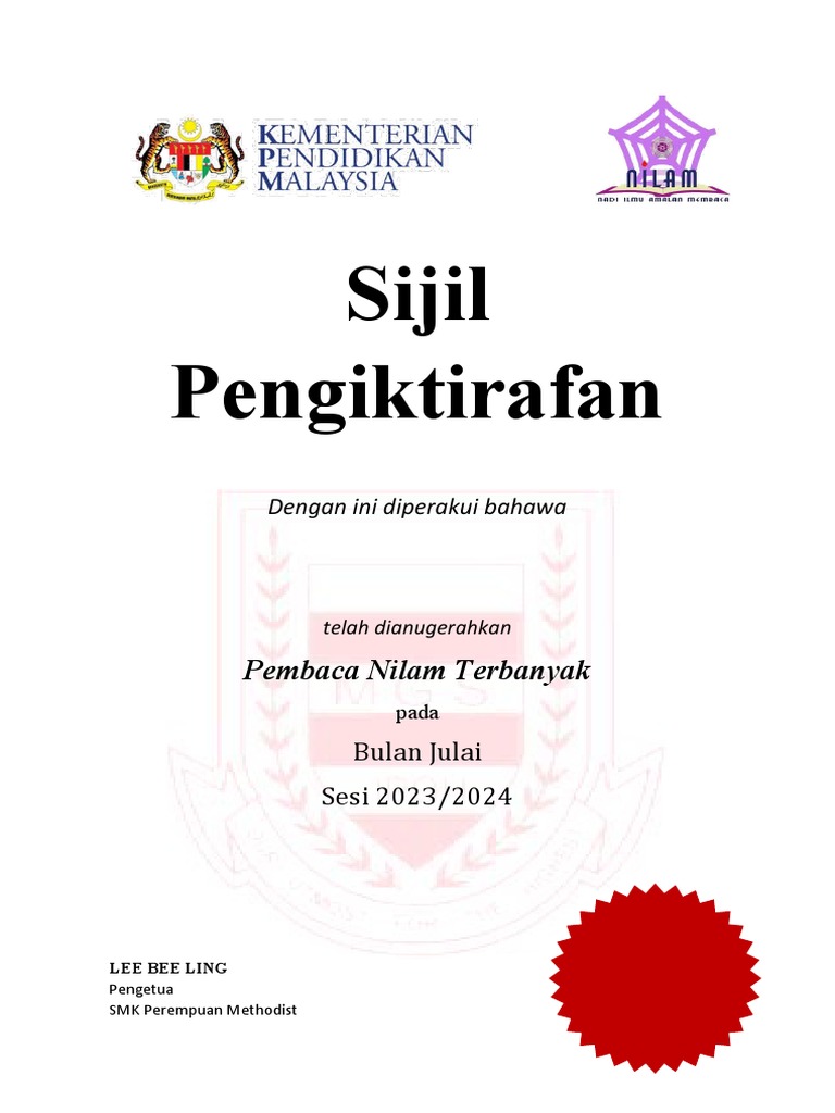 FORMAT SIJIL NILAM (1) | PDF