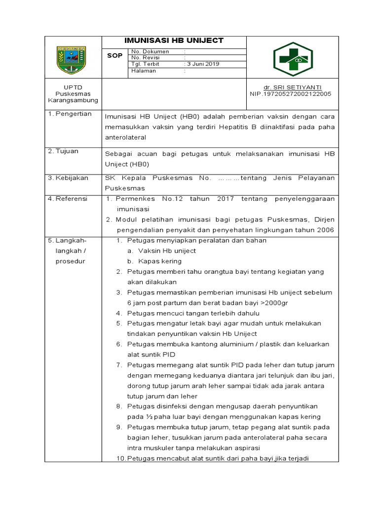 Sop HB Uniject | PDF