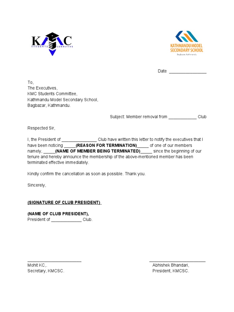 Termination Letter Format | PDF