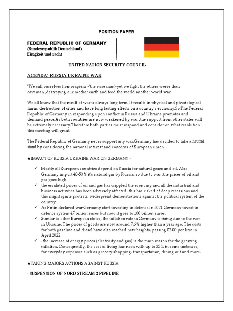 Germany Position Paper | PDF | Cost Of Living | Russia