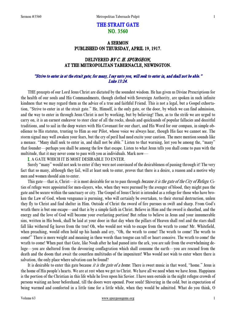 #3560 - The Strait Gate | PDF | Jesus | Hell