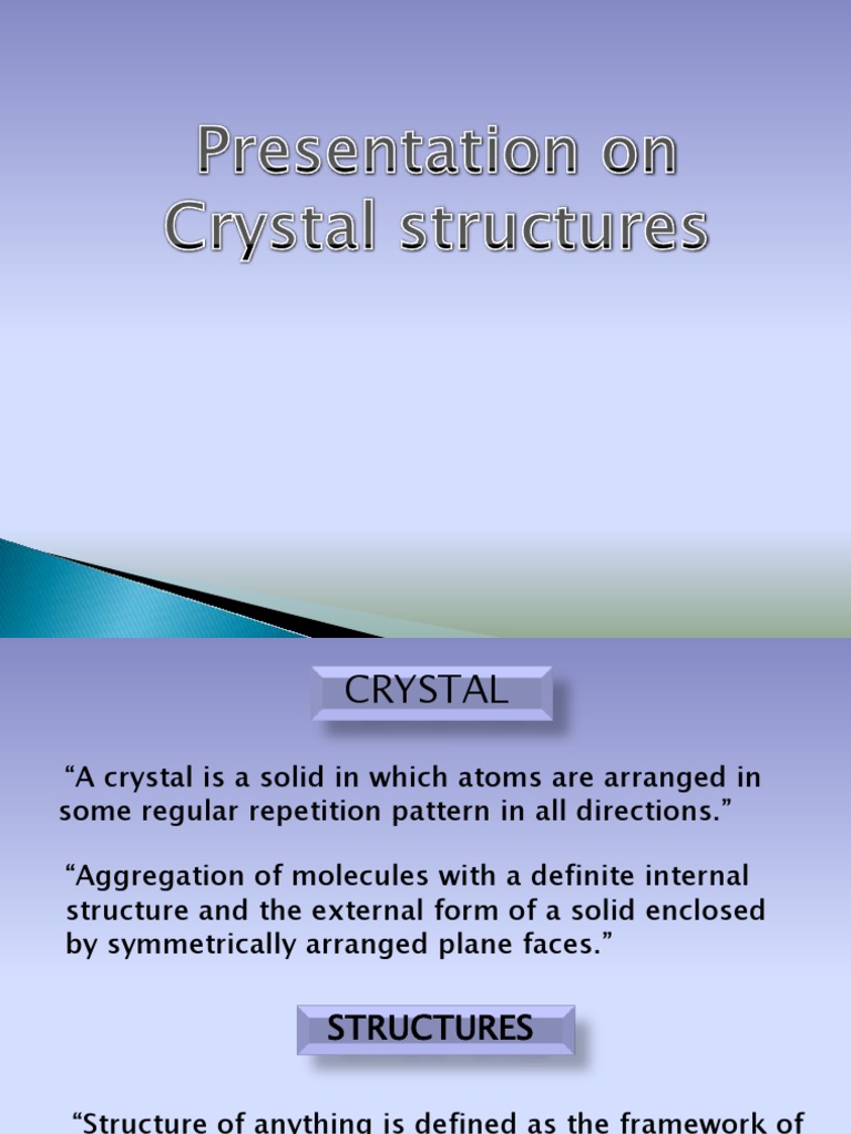 Presetation On UNIT 1 Crystal Structures | PDF | Crystal Structure | Biophysics