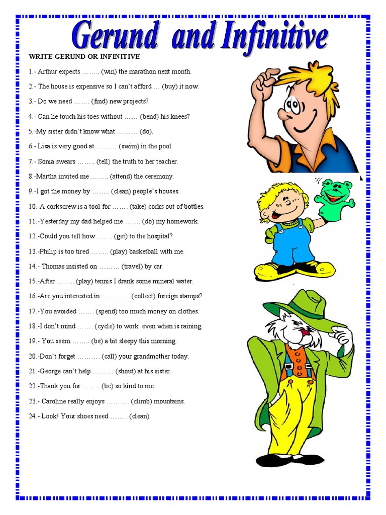 Gerund vs. Infinitive Practice | PDF | Language Arts & Discipline | Home & Garden