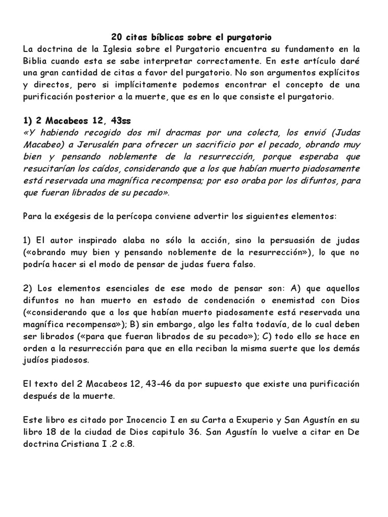 20 Citas Bíblicas Sobre El Purgatorio CON EXÉGESIS | Descargar gratis PDF | Purgatorio ...