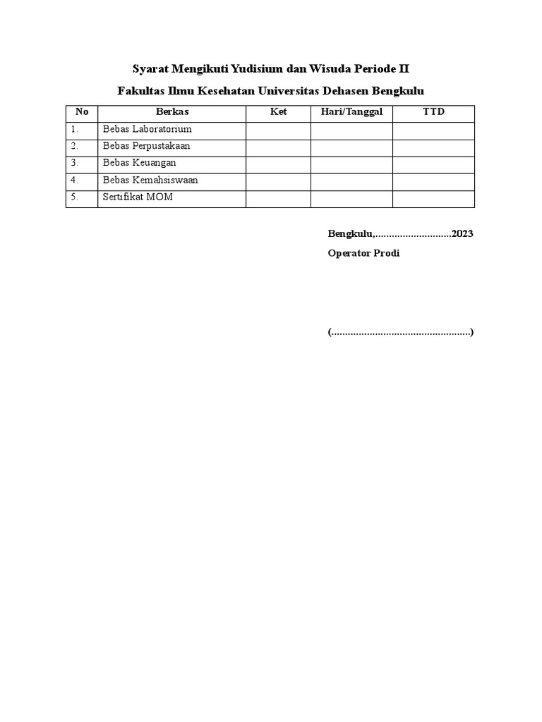 Syarat Mengikuti Yudisium Dan Wisuda Periode II | PDF