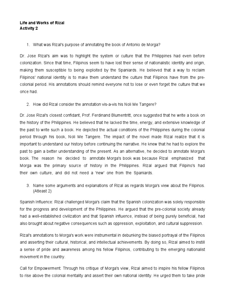Rizal - Activity 2 | PDF