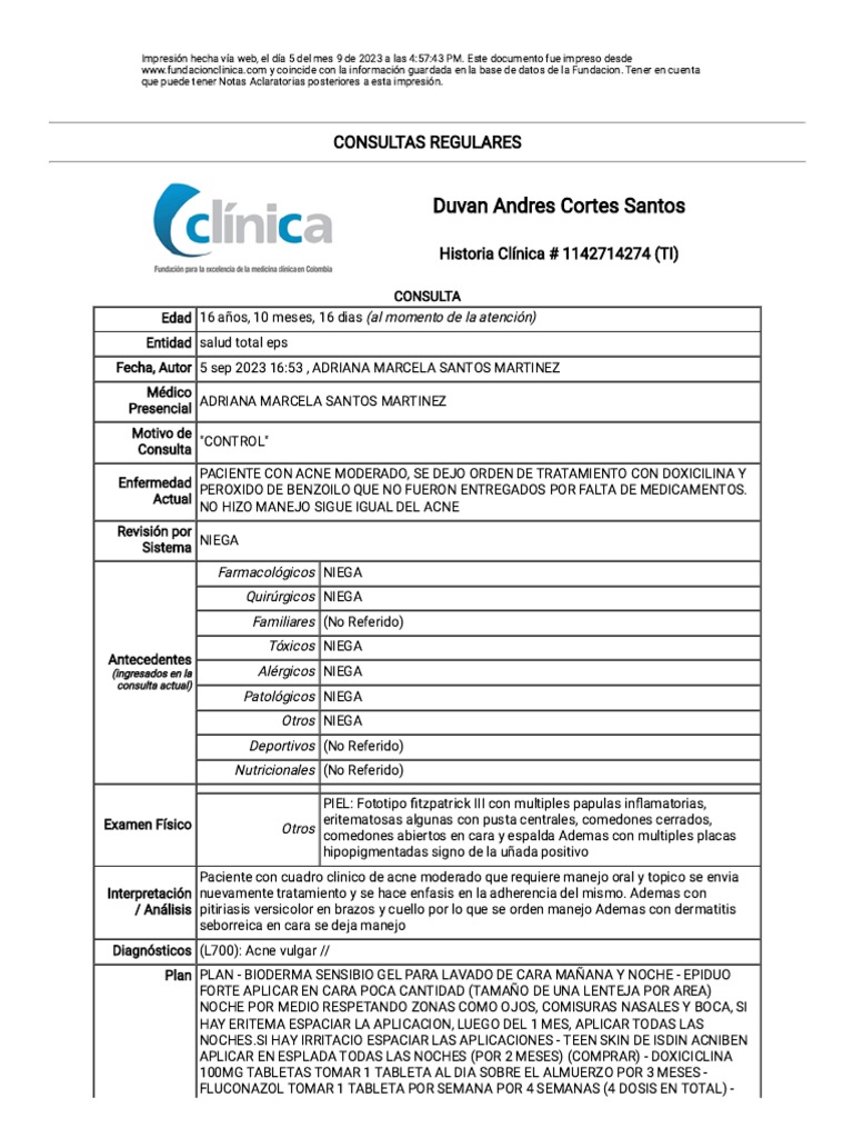 Historia Clinica Fundacion Clinica | PDF | Especialidades Medicas | Medicina CLINICA
