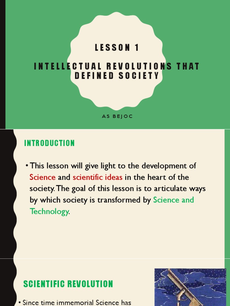 Lesson 1-Intellectual Revolutions That Defined Society | PDF | Science ...