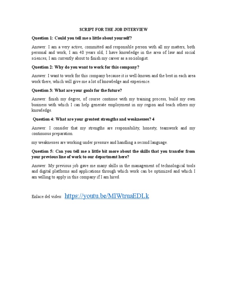Job Interview Script and Tips | PDF