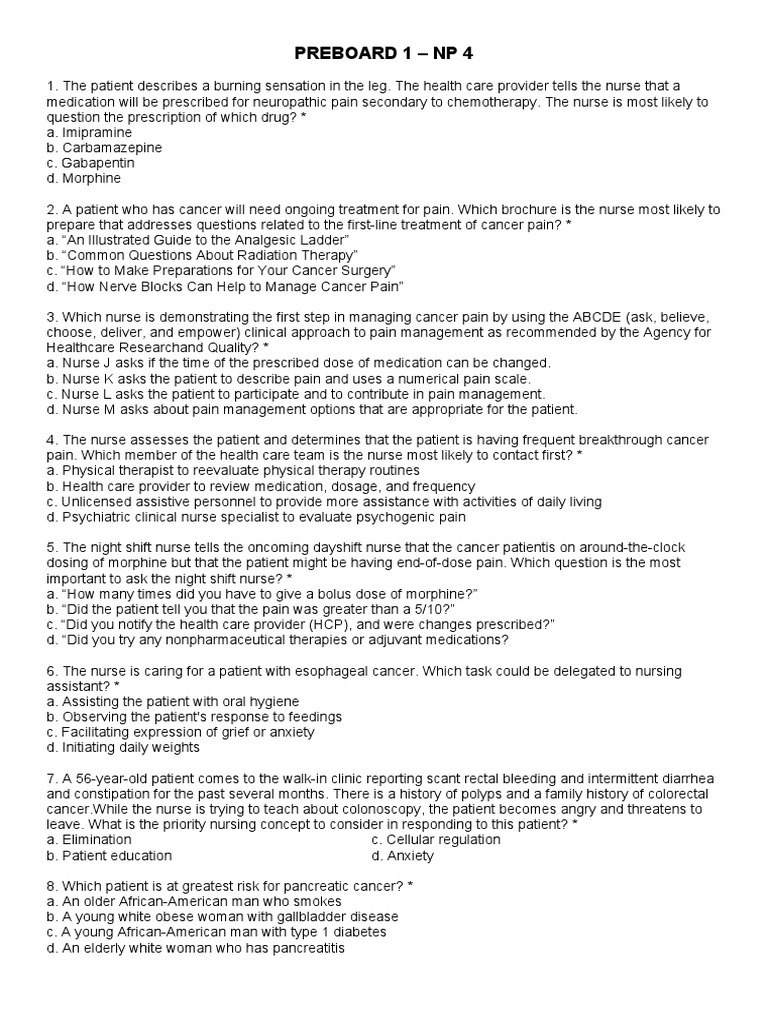 Preboard 1 NP4 | PDF | Polycystic Ovary Syndrome | Asthma