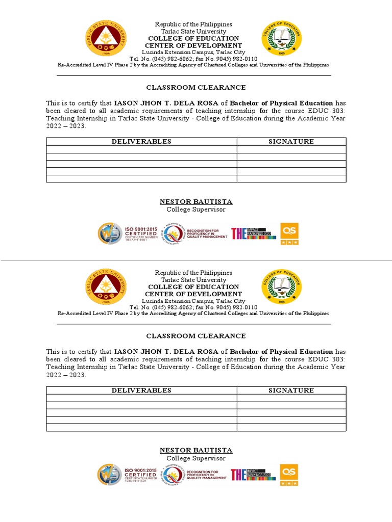 Classroom Clearance | PDF