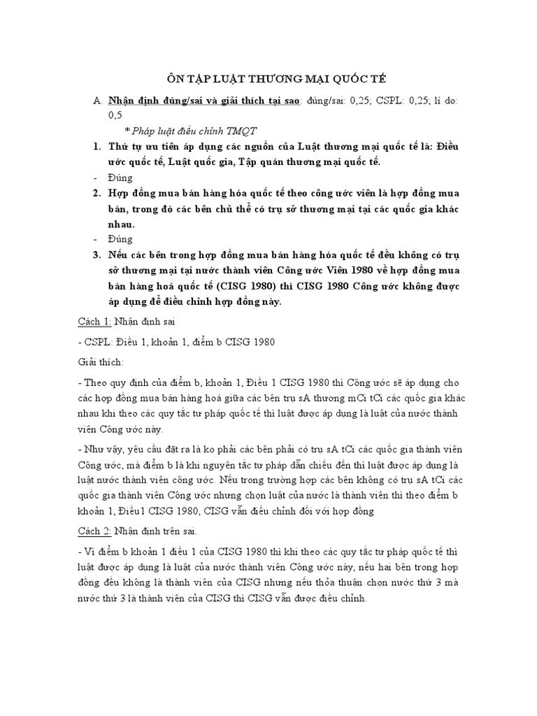 On Tap Luat Thuong Mai Quoc Te - Compress | PDF