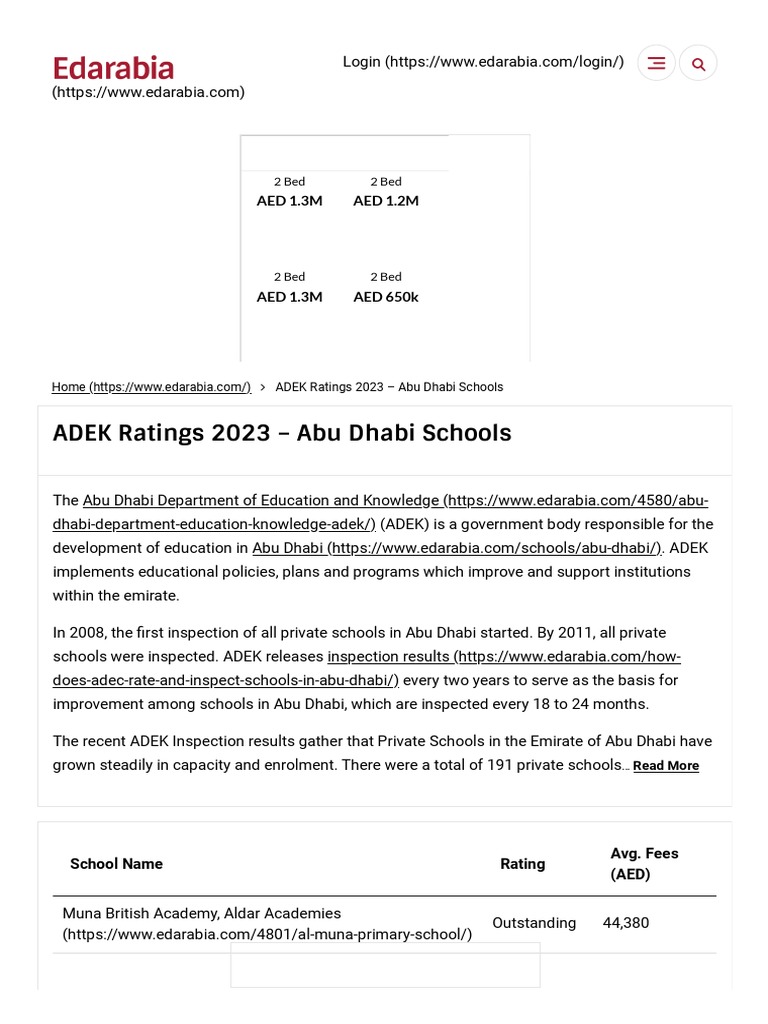 ADEK Ratings 2023 - Abu Dhabi Schools (Download Reports) | PDF | United ...