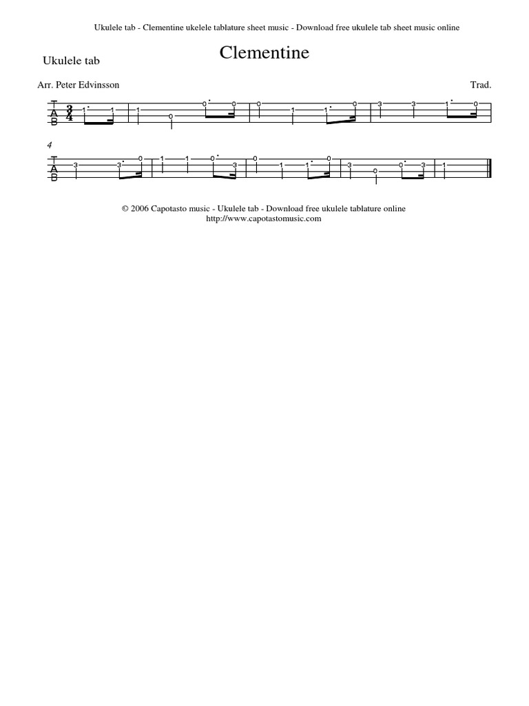 Clementine Ukulele Tab Download | PDF
