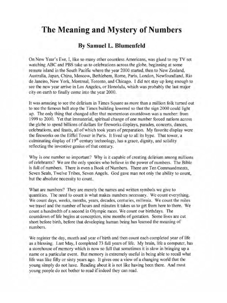 Meaning and Mystery of Numbers | PDF | Salvation | Religious Belief And ...