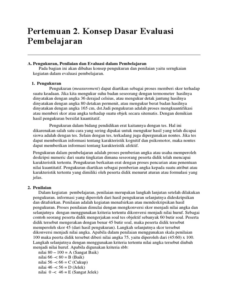 Paper Konsep Dasar Evaluasi Pembelajaran | PDF