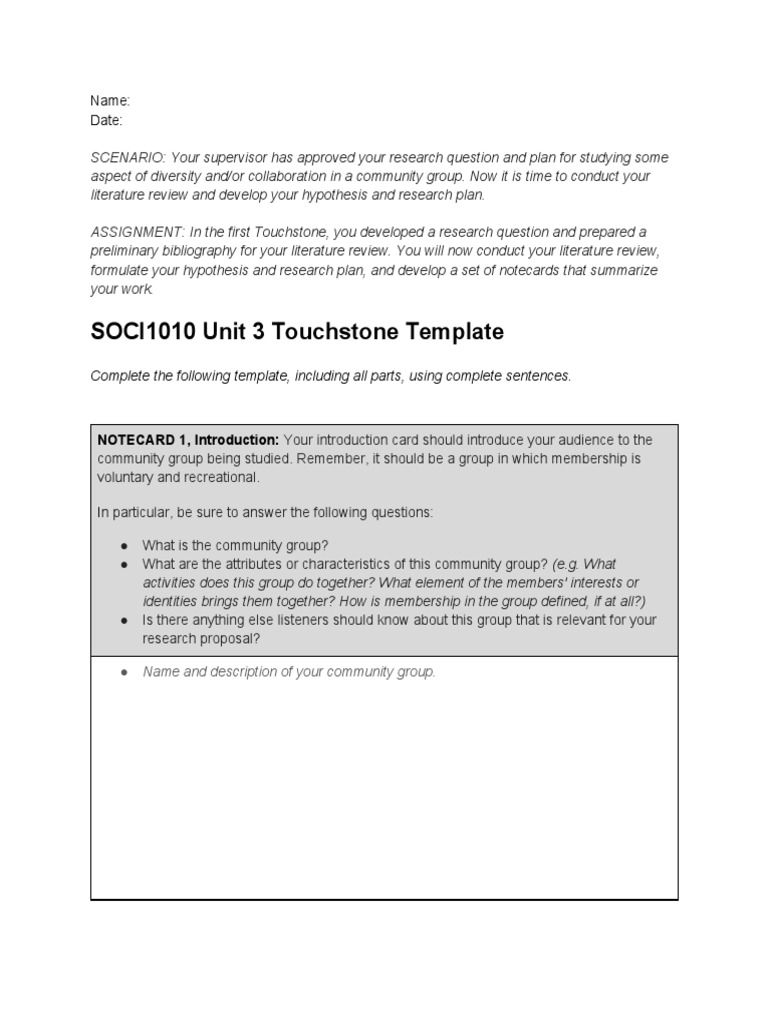 SOCI1010 Touchstone 3 Template | PDF SOCI1010 Touchstone 3 Template | PDF