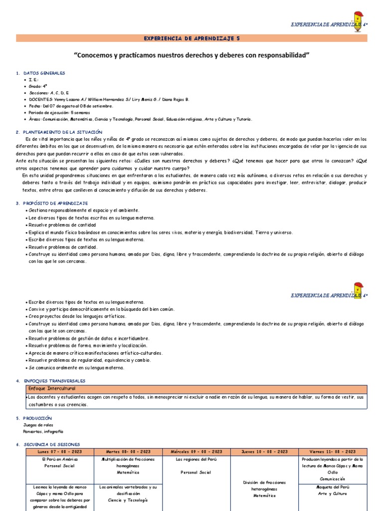 Eda V - 4° Grado | PDF | Ángulo | Aprendizaje