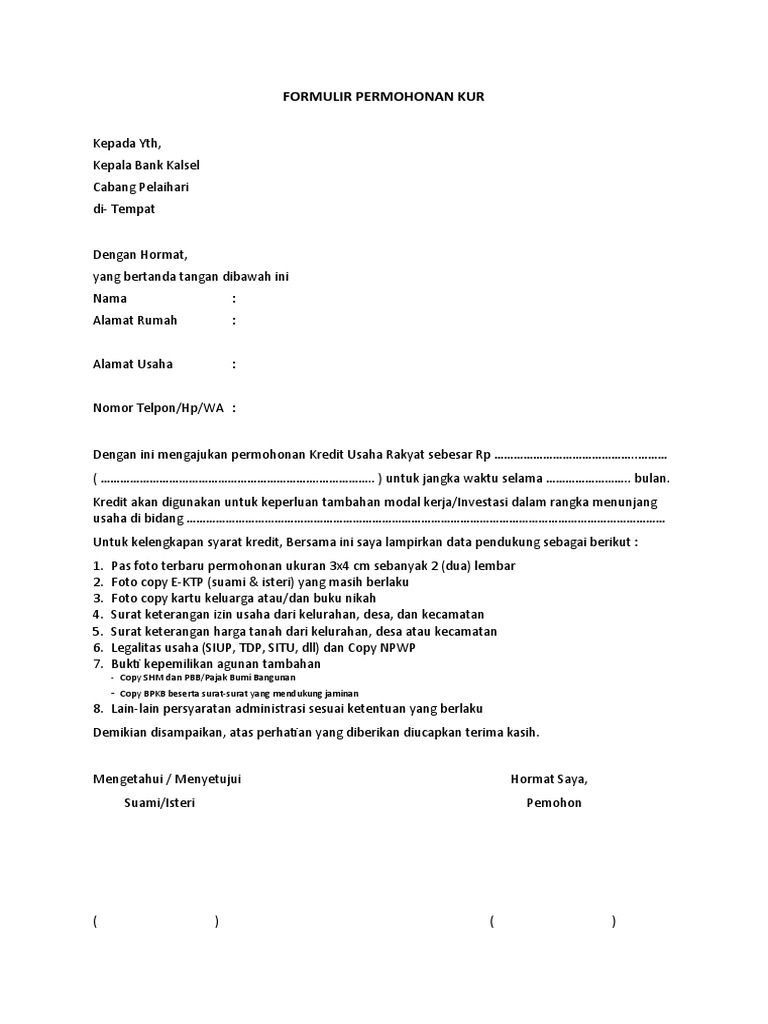Formulir Permohonan Kur | PDF
