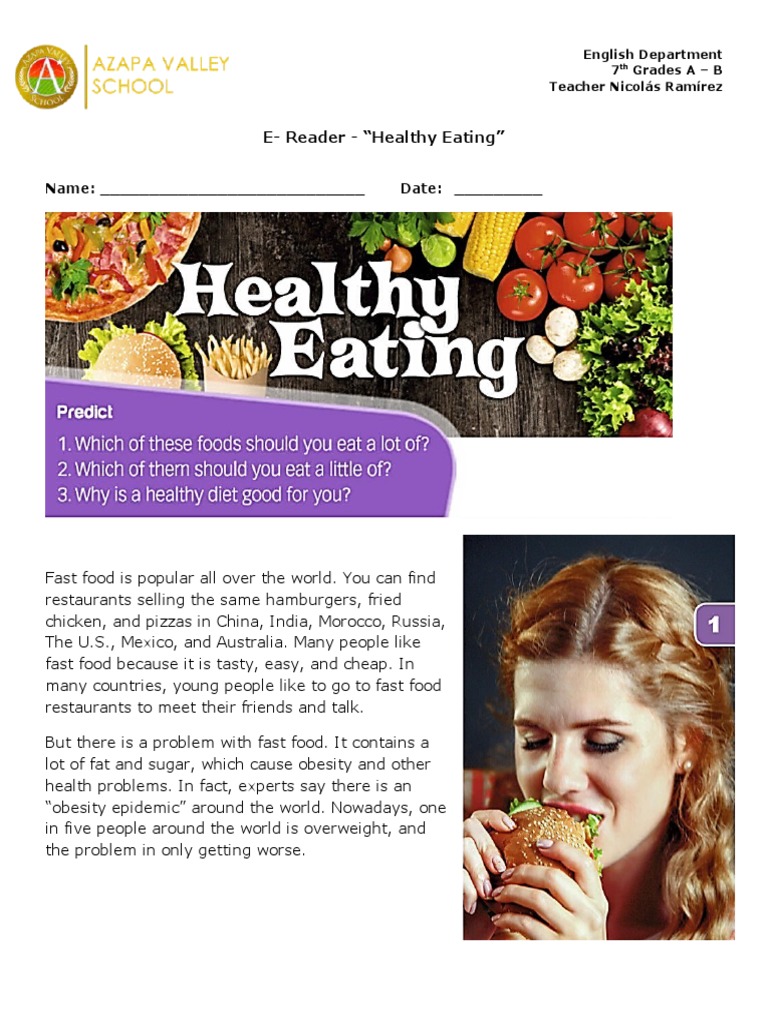 E-Reader 7h Grade Healthy Eating | PDF | Healthy Diet | Foods