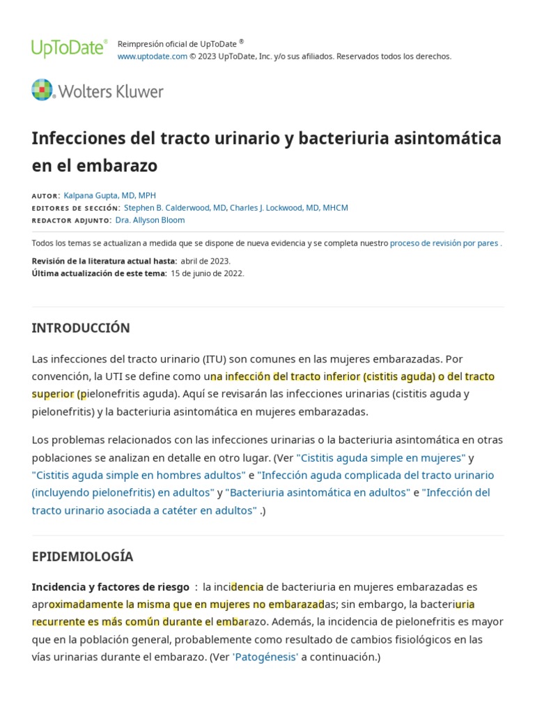 Urinary Tract Infections and Asymptomatic Bacteriuria in Pregnancy ...
