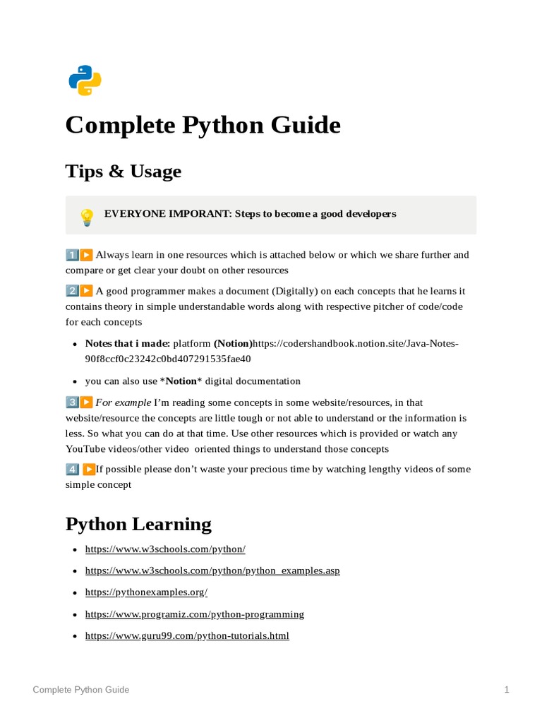 Complete Python Guide Pdf Python Programming Language Computing 8196