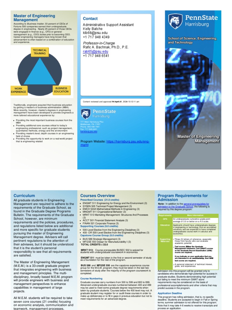 Master Engineering Management | PDF | Postgraduate Education | Graduate ...