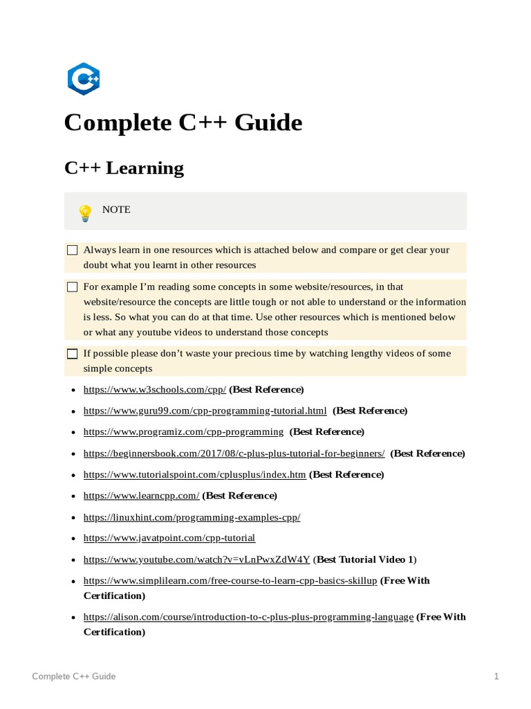 C++ Complete Guide | PDF | Career & Growth | Computers