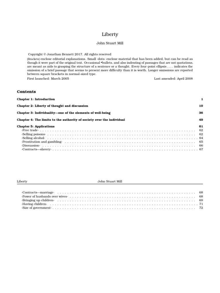 Mill On Liberty - Chapters 3 - 5 | PDF | John Stuart Mill | Reason