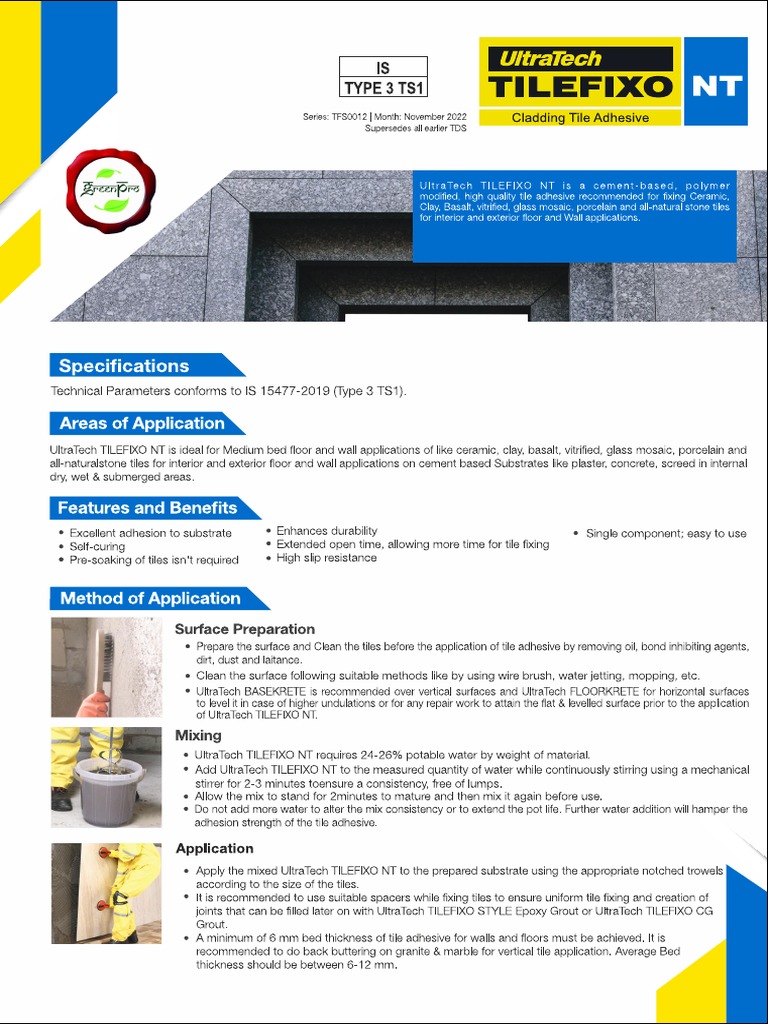 TDS Leaflet - Tilefixo NT For Digital | PDF