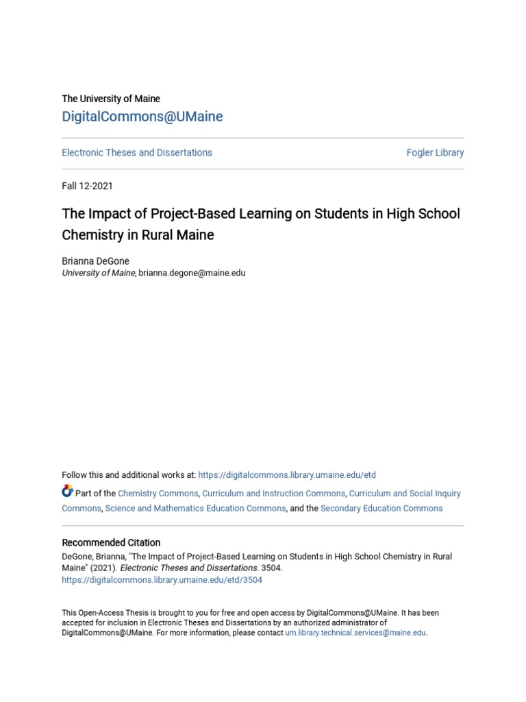 The Impact of Project-Based Learning on Students in High School C | PDF ...