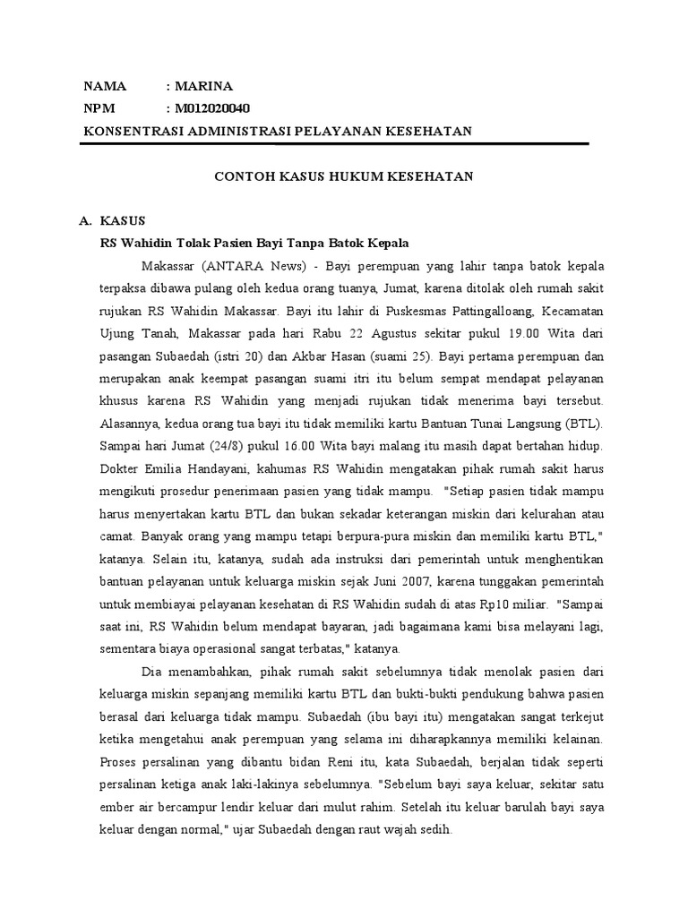Kasus Hukum Kesehatan Pdf 