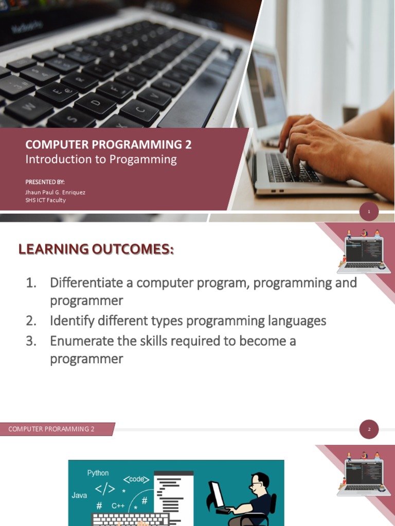 CP2 Module 1 - Introduction To Progamming Presentation | PDF | Computer Programming ...