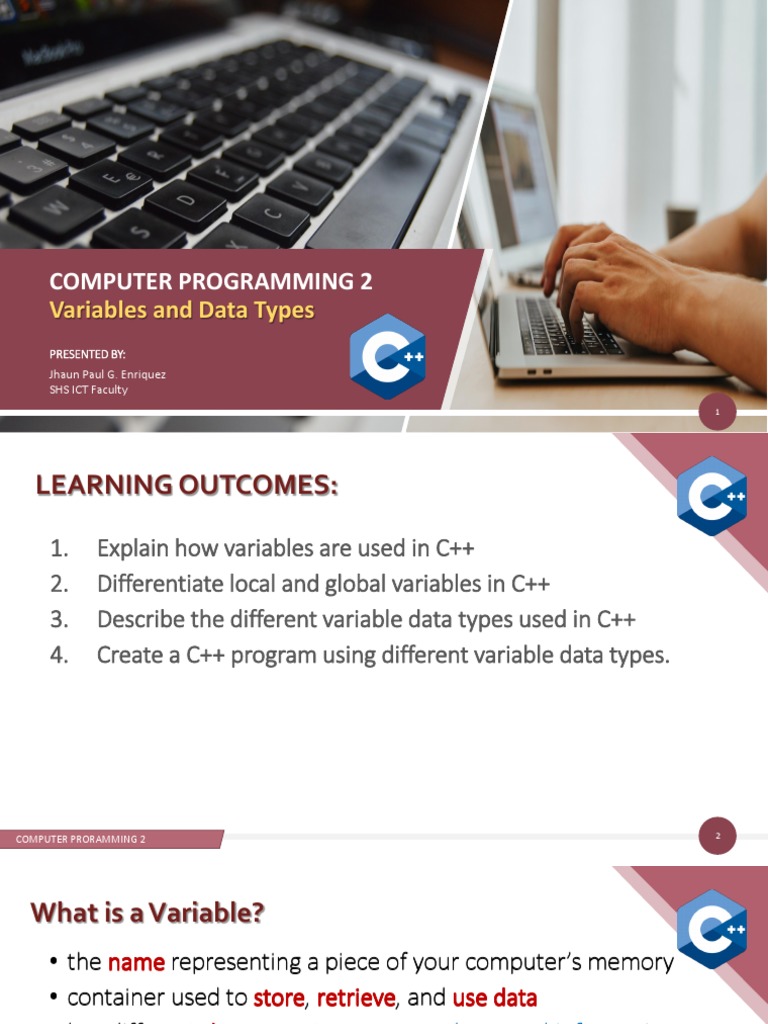 CP2 Module 2 - Variables and Data Types in C++ | PDF | Variable ...