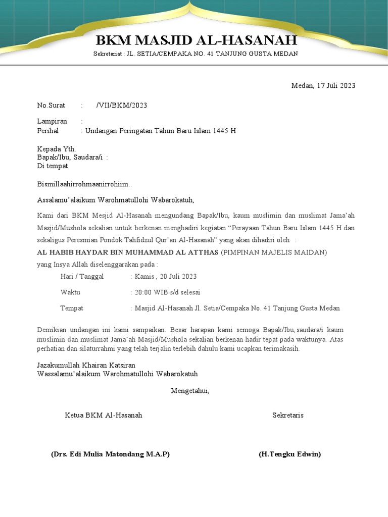 Surat Undangan DKM Masjid | PDF