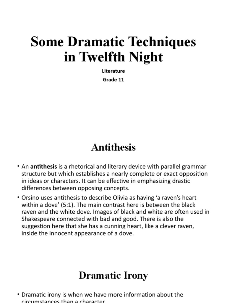 Dramatic Techniques in Twelfth Night | Download Free PDF | Twelfth Night | Irony