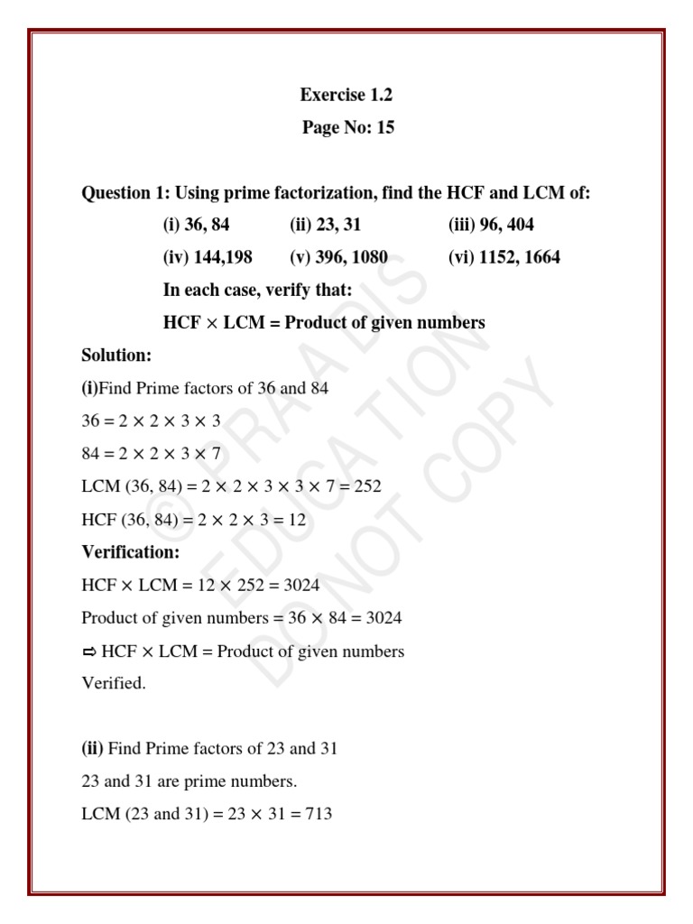 Exercise 1.2 | PDF | Numbers | Number Theory