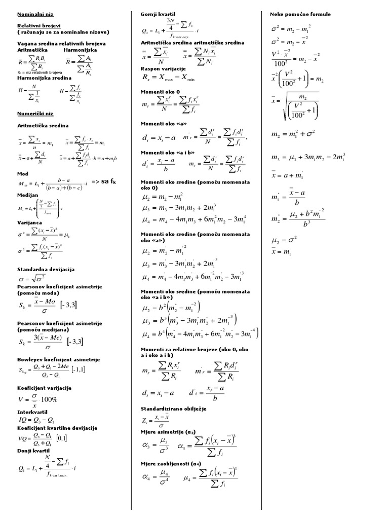 FORMULE Iz Matematike | PDF